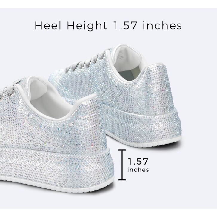 LUCKY STEP Rhinestone Sneakers Platform Sparkly Bling Fashion Shoes ...