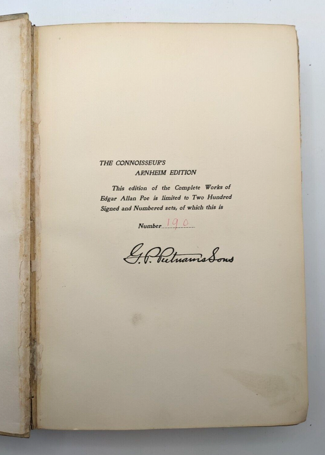 EDGAR ALLAN POE COMPLETE WORKS ANTIQUE VELLUM LEATHER LIMITED 200 SETS ...