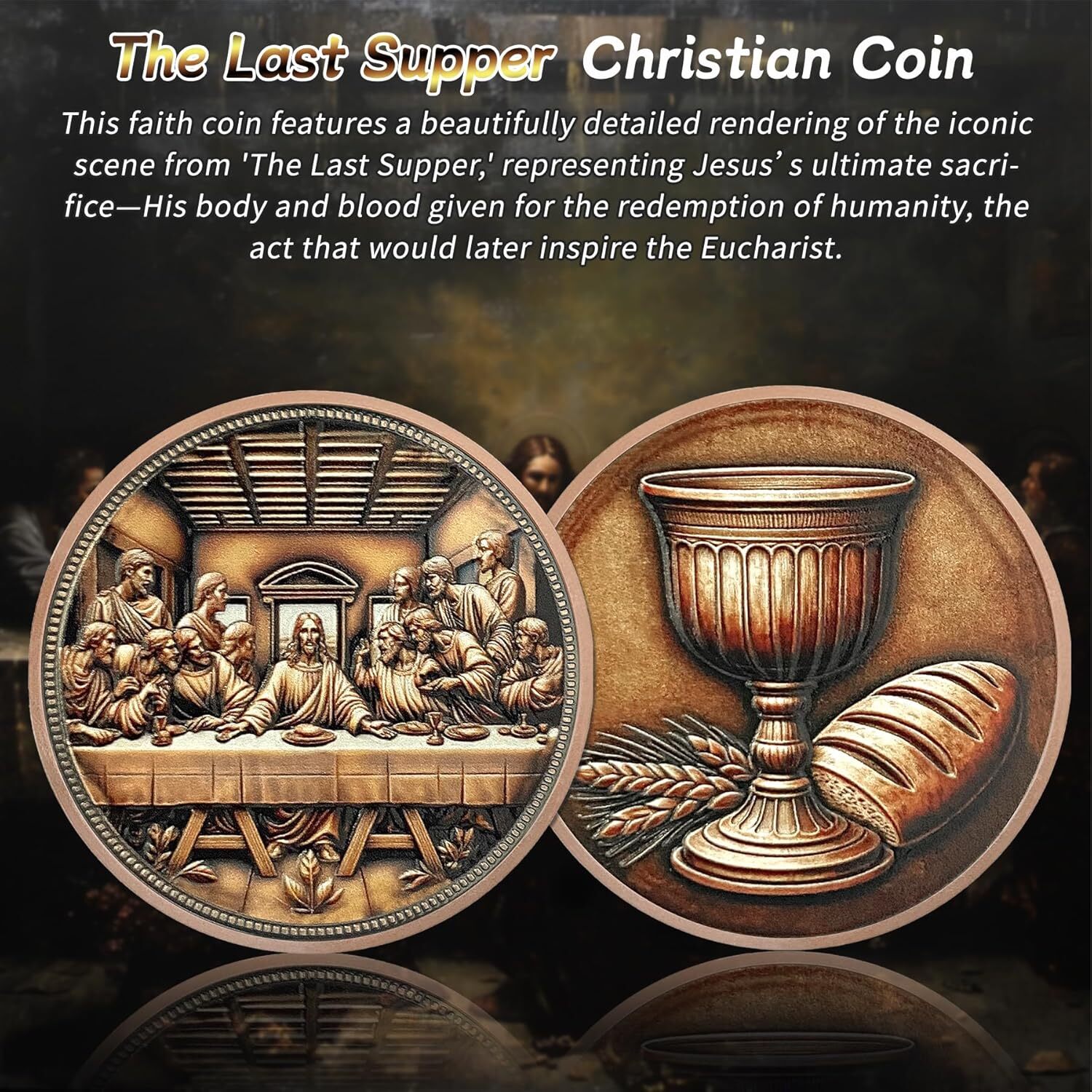 The Last Supper Christian Challenge Coin Jesus Eucharist Religious ...