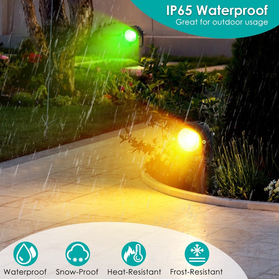 4pcs Landscape Lights 6W Spotlights Outdoor RGB Color Changing LED Yard ...