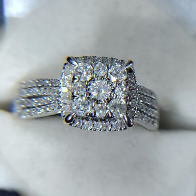 10k White Gold Diamond Cluster Halo Illusion Ring Size 8 | eBay