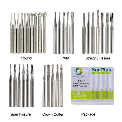 Wave Dental Carbide Bur Friction Grip FG Round 557 330 For High Speed ...