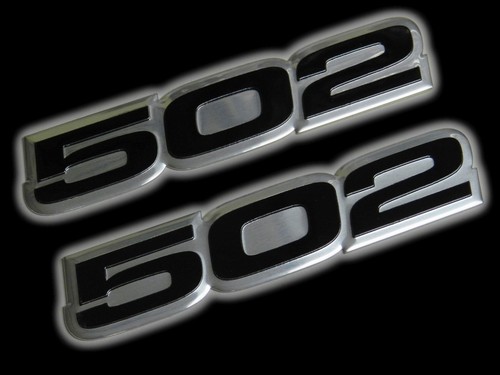 VMS 2 CHEVY 502 CI CUBIC INCH ENGINE HO BIG BLOCK ALUMINUM EMBLEMS ...