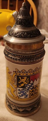 Vintage Original Gerz Germany Lidded Beer Stein Bayern Coat Of Arms 9.5 ...