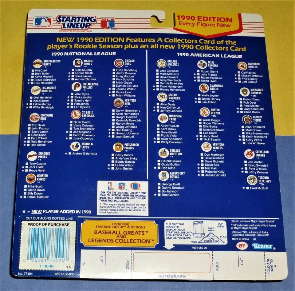 1990 TOMMY HERR sole Philadelphia Phillies Starting Lineup + 1980 ...