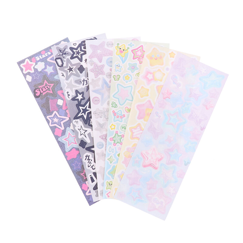 Cute Colorful Star Pattern Stickers DIY Scrapbooking Sticker Card Deco ...