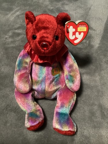 TY Beanie Baby - JULY the Birthday Bear (7.5 inch) - MWMTs, Holo Tush ...