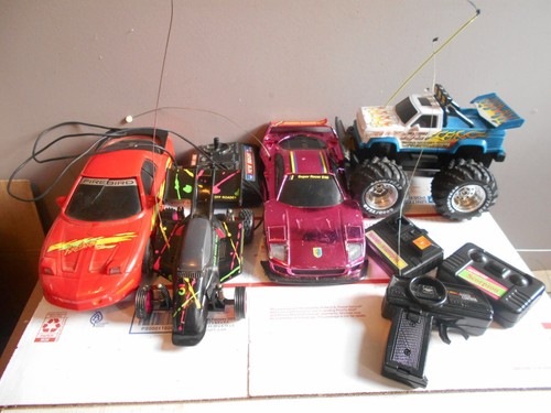 (4) Vintage Remote Control Cars,Truck With Controllers New Bright Etc ...
