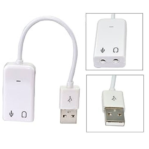 USB Sound Adapter to 3.5mm Mini Jack Audio & Microphone Mic for Skype ...