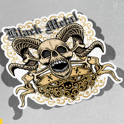 Black Metal Skull Vinyl Sticker Decal Window Car Van Bike 2964 | eBay UK