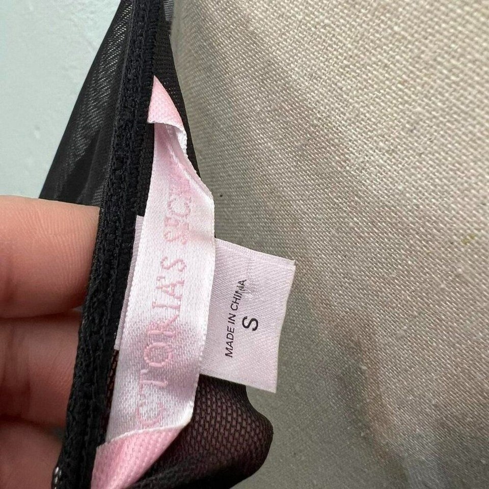 Victoria’s Secret mesh black floral embroidered lace chemise babydoll ...