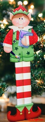 Hand Painted wooden Self Standing Boy Elf Porch Greeter , Christmas ...
