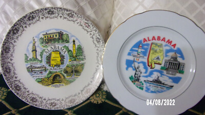 2 - Vintage Decorative Collector Alabama 9" Souvenir Wall Plates Japan ...