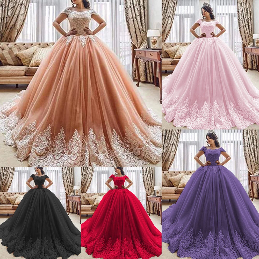 Peach Puffy Quinceanera Dresses