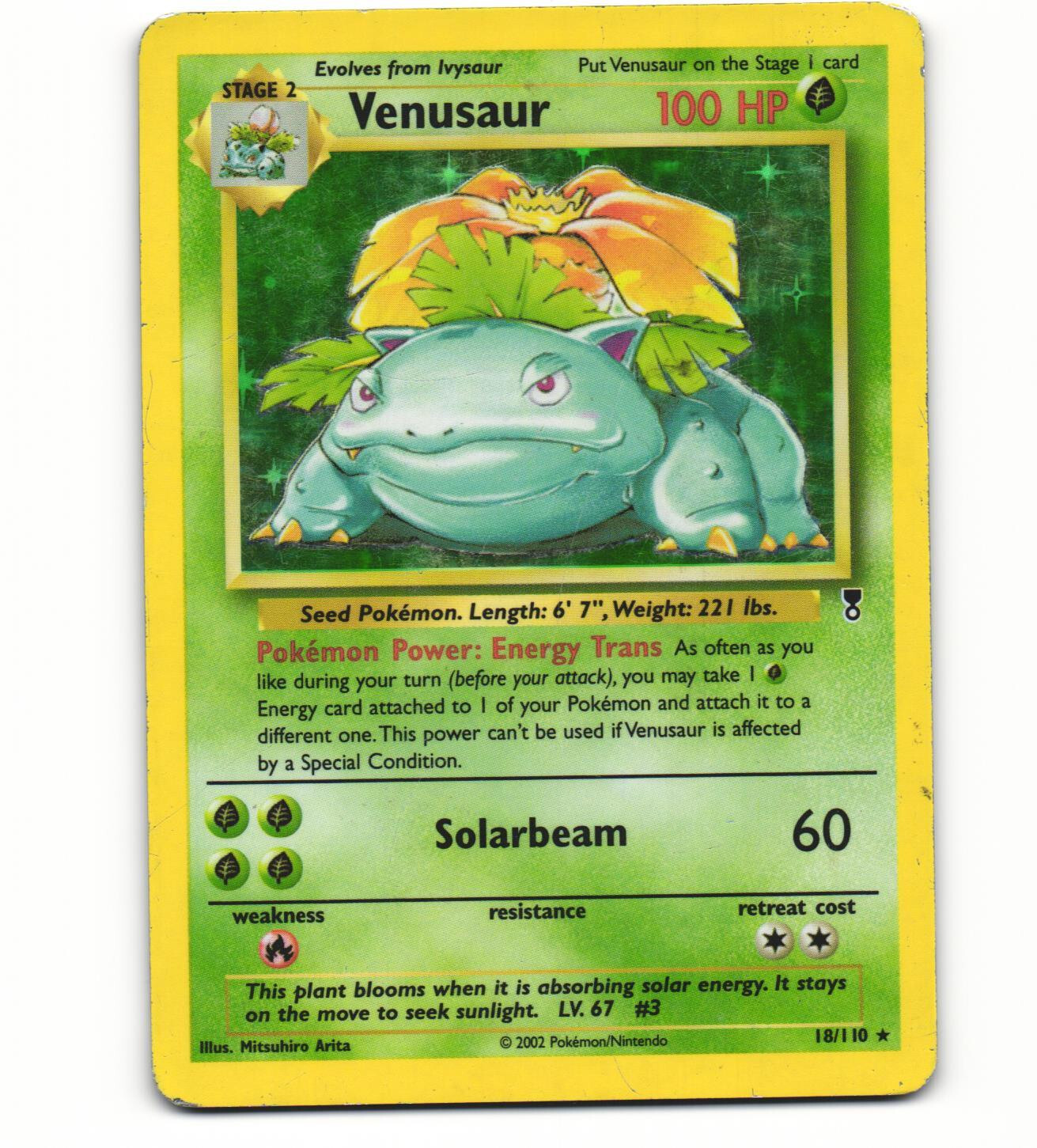 2002 Heavy Play HP Damaged Pokemon Venusaur 18/110 Holo Legendary ...