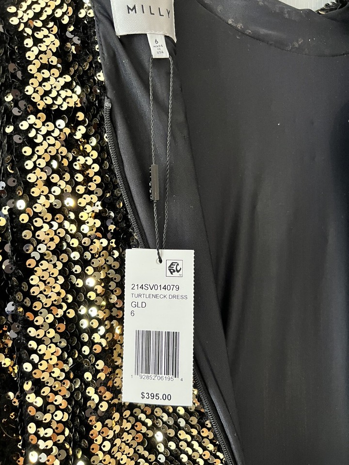 Milly Gold Sequin Dress Size 6 | eBay