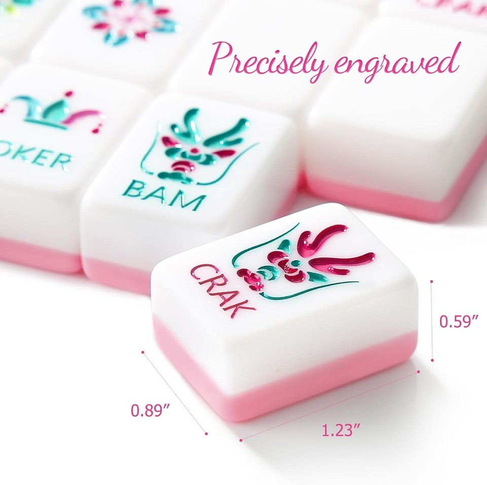 American Mahjong Game Set, 160 Pink Layered Mah Jong Tiles with Tile ...