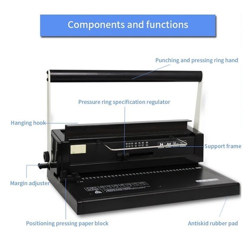 W12m Iron Ring Binding Machine 34 Hole Loose Leaf Iron Ring Punching ...