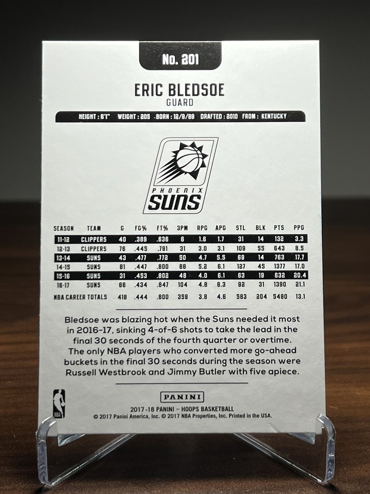 Eric Bledsoe Signed Autographed 2017-18 Panini Hoops Basketball Card ...