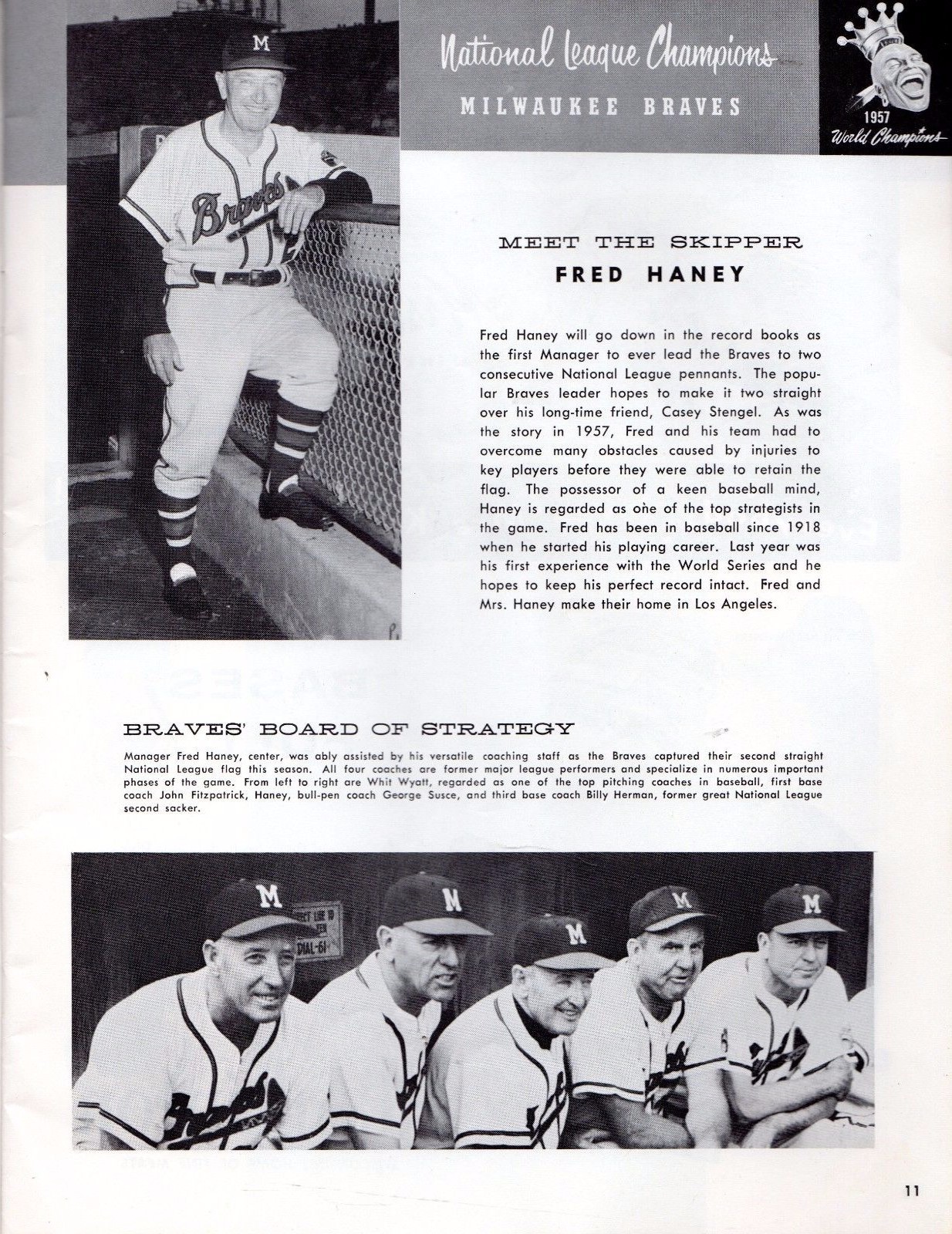 1958 World Series program New York Yankees v Milwaukee Braves Game 1 ...