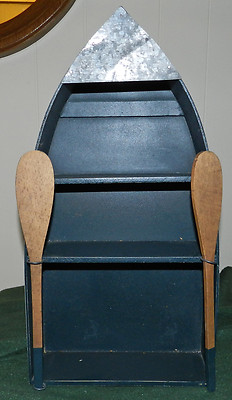 GREAT PRIMITIVE DISTRESSED WOOD/TIN ROW BOAT SHELF! BLUE | eBay