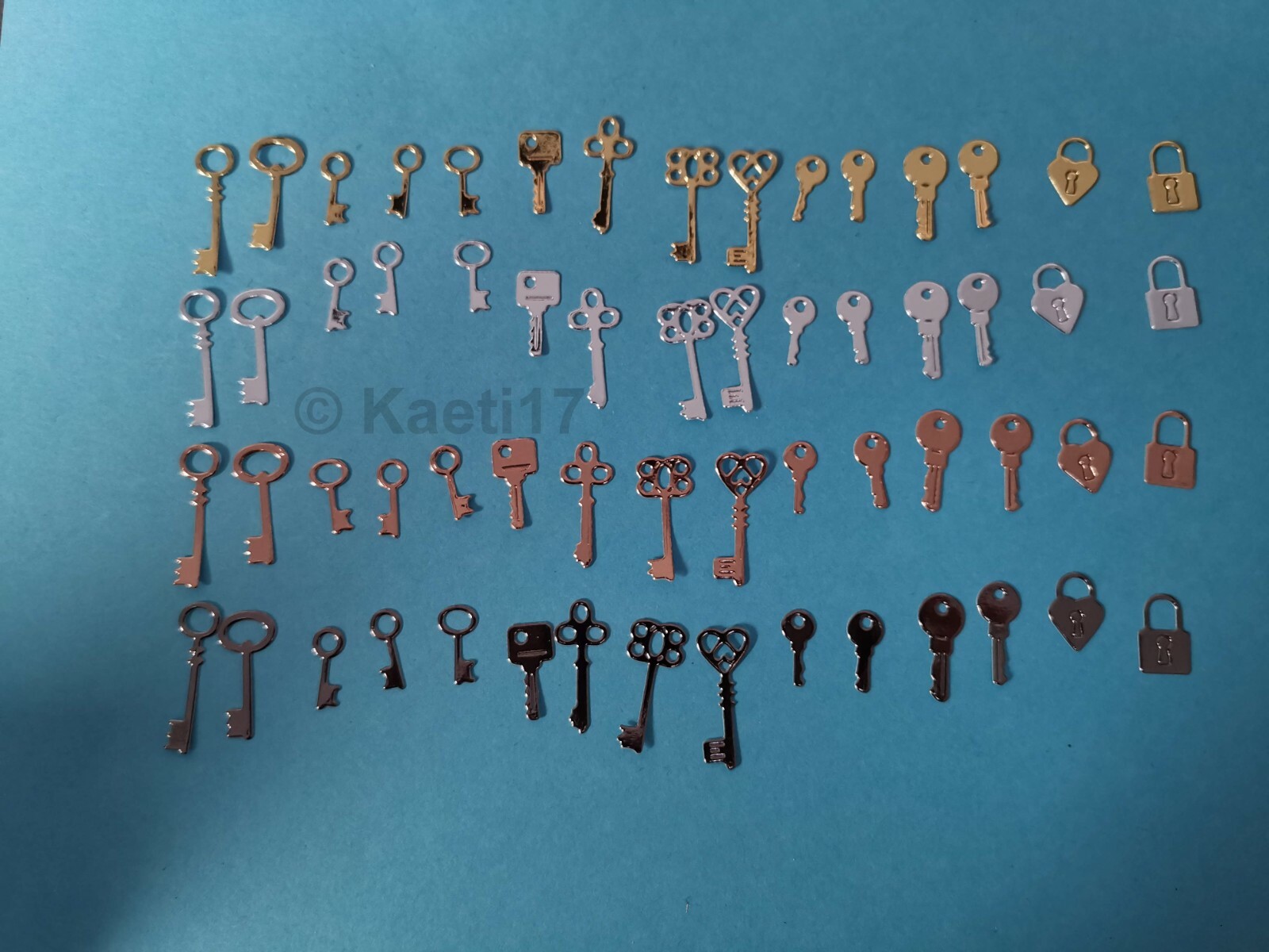 Tiny keys and locks set in classic metals cardstock die cut decoration ...