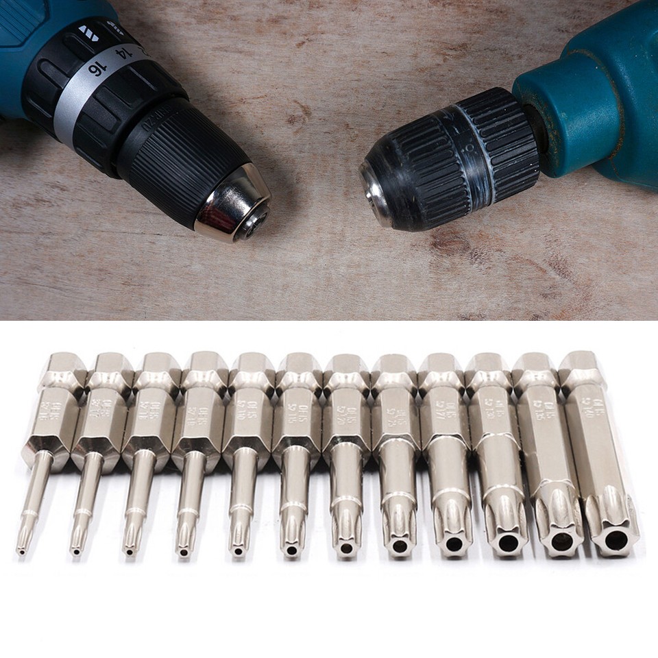 12pcs Screw Head Set Six Stars with Holes 50mm Screwdriver Kit T5-T40 ...