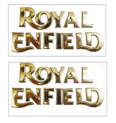 For Royal Enfield Bullet 350 Plastic Golden 3D Tank Monogram Decal Set ...
