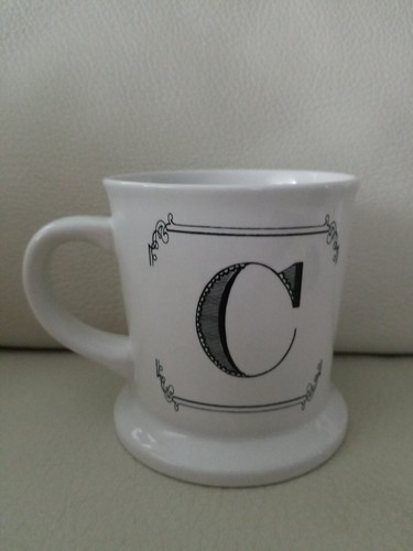 Initial "C" coffee mug cup Monogram Black and white | eBay