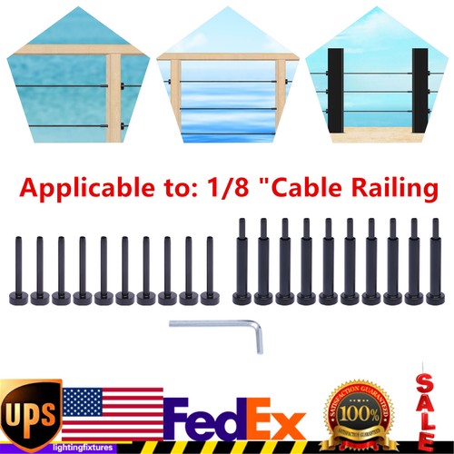 10x Black Cable Railing Hardware Kit Fit for 1/8" Stainless Steel Cable ...