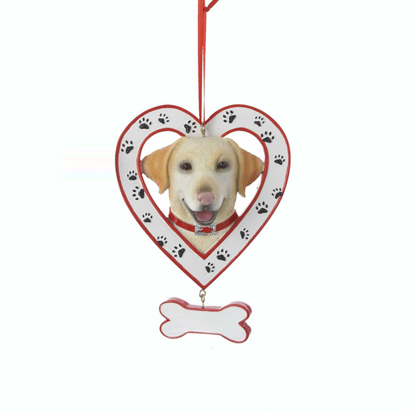 Labrador Retriever Black in Heart w/Dangle Bone Ornament | eBay