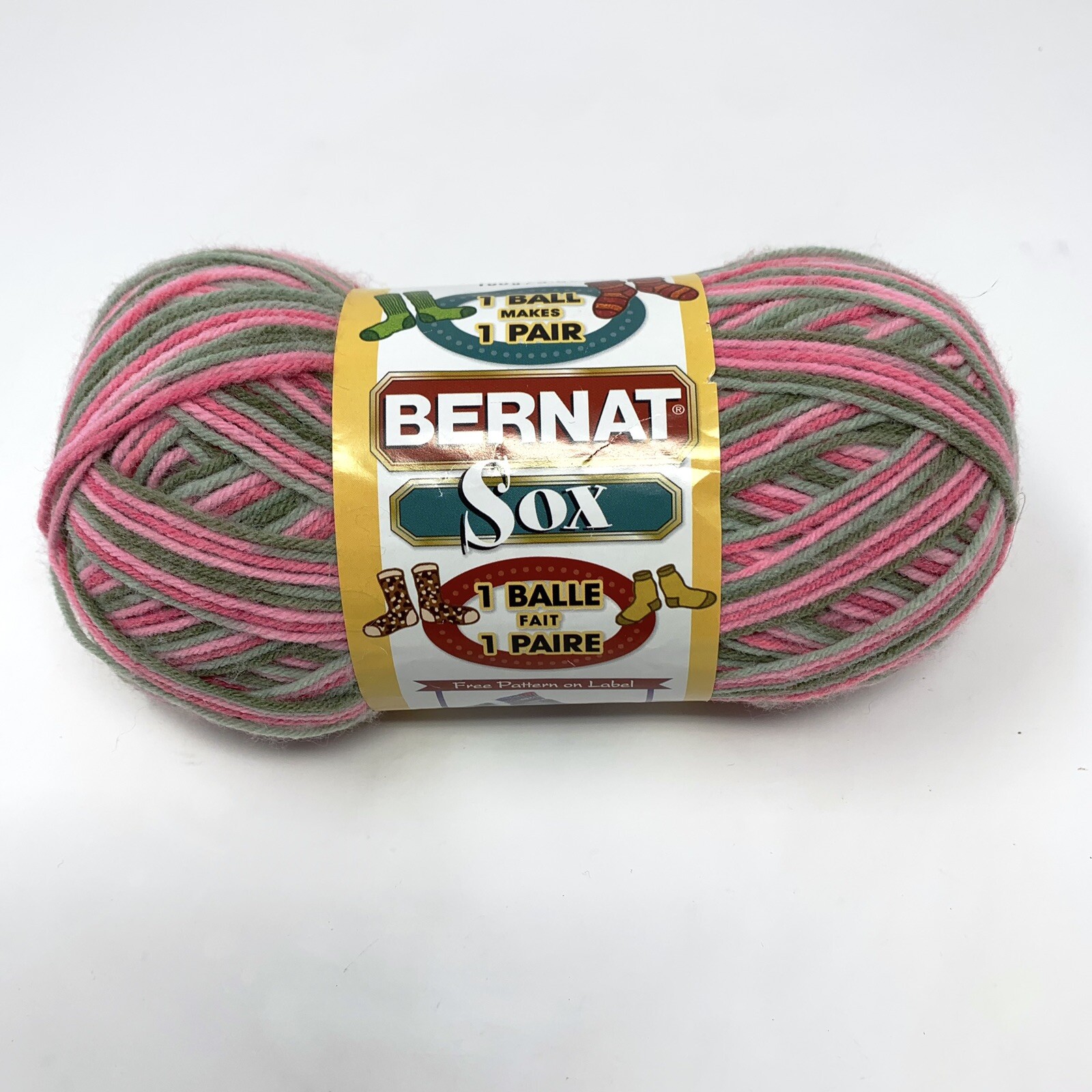 BERNAT SOX Yarn Pink Camouflage Skein, Makes 1 pair of Socks - 3.5 oz ...
