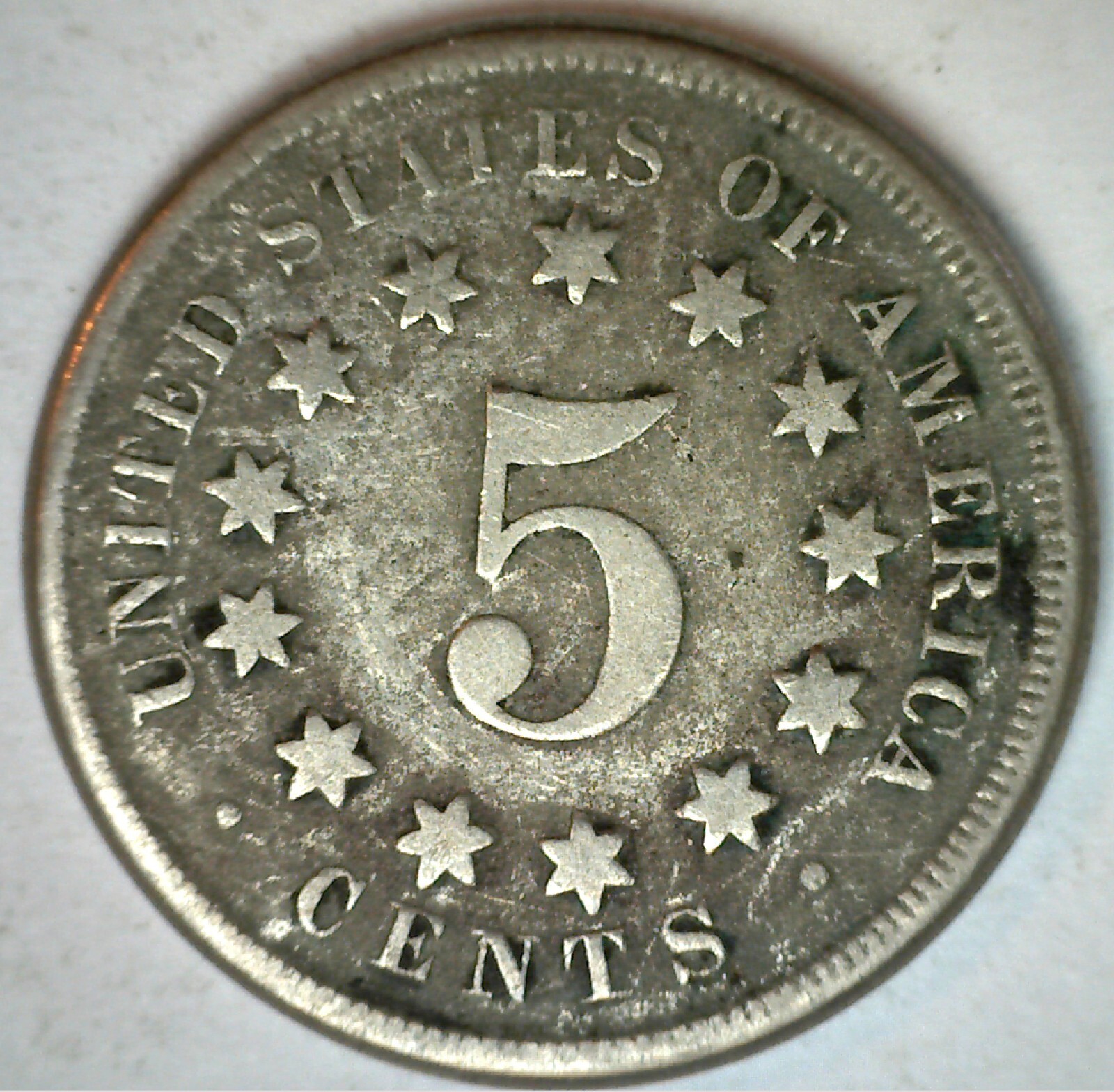 1867 US Shield Nickel No Rays 5c US Type Copper Nickel Coin Good ...