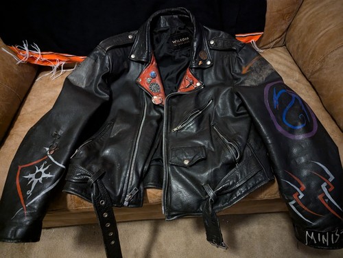 vintage wilson leather motorcycle jacket men xl, punked/metal theme ...