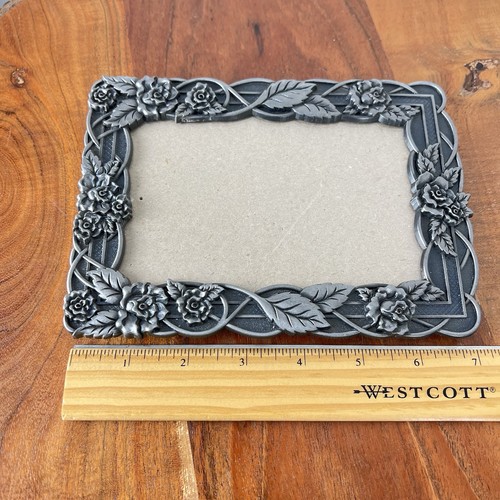 Vintage 4x6 Silver-Blue Metal Picture Frame Roses Vines Floral | eBay