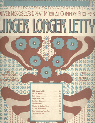 LINGER LONGER LETTY Broadway Show Sheet Music "Linger Longer Letty" | eBay
