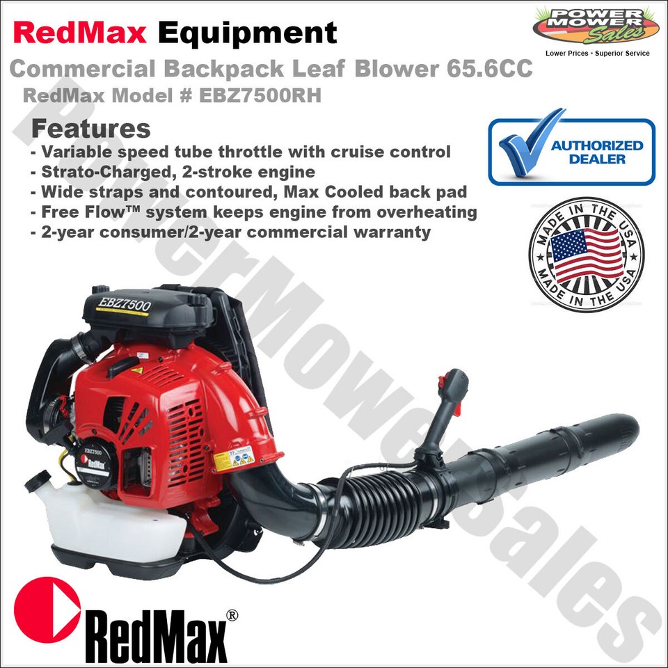 RedMax Commercial Backpack Leaf Blower 65.6CC, Hand Throttle ...