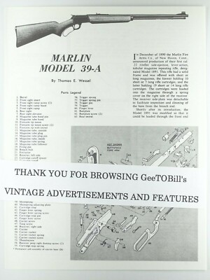 1940's 1950's 1960's 1970's etc. Marlin Model 39a Rifle 80's ...
