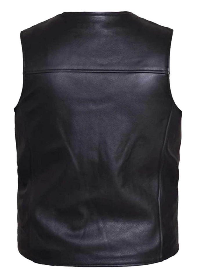 UNIK Men's Premium Cowhide Leather Buffalo Snaps Motorcycle Vest - Black | eBay
