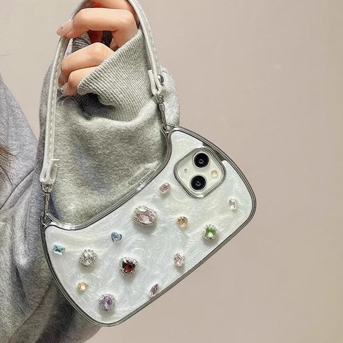 For iPhone 16 Pro Max 15 14 13 Luxury Rhinestone Handbag Phone Case for ...