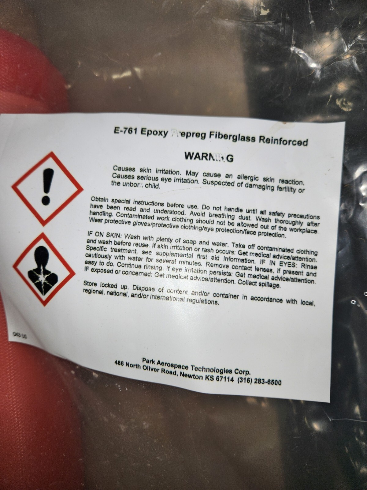 *NEW* Parks Aerospace E-761-S 7781 Glass Epoxy Prepreg(Partial of 75 Yd ...