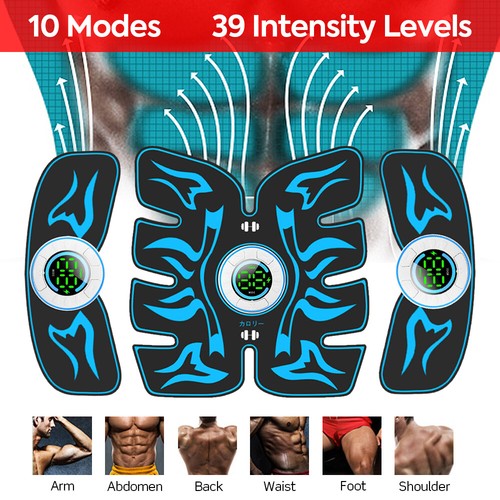 Muscle Stimulator EMS Ab Trainer Tens Unit Portable Stimulater Abs ...