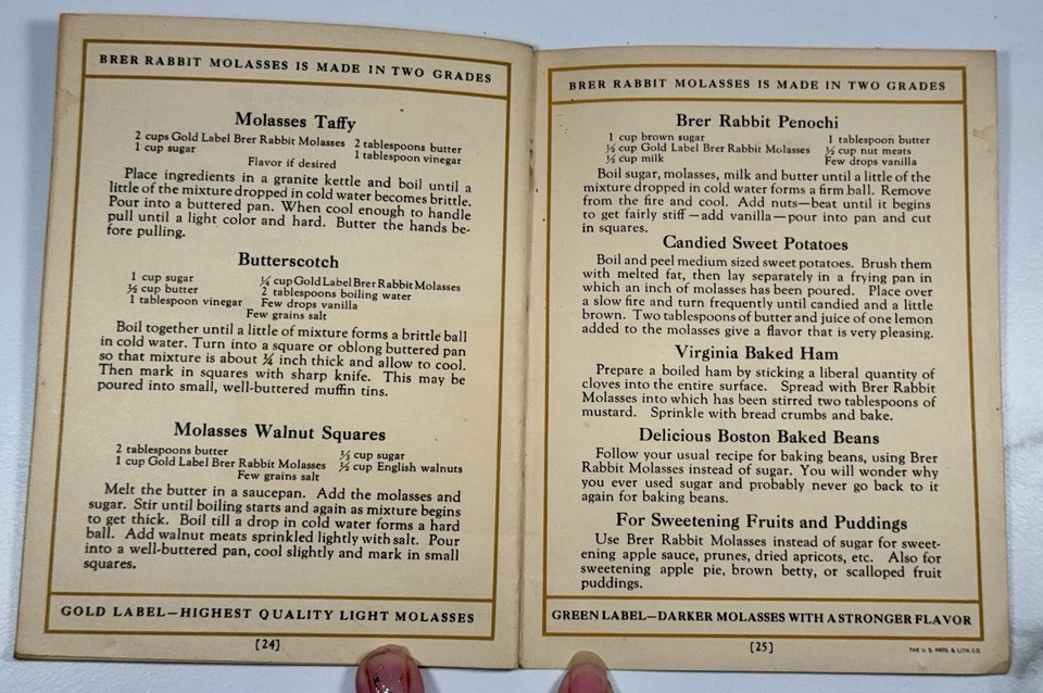 Vintage 1920s Rare Brer Rabbit Personal Recipes Cookbook Molasses ...