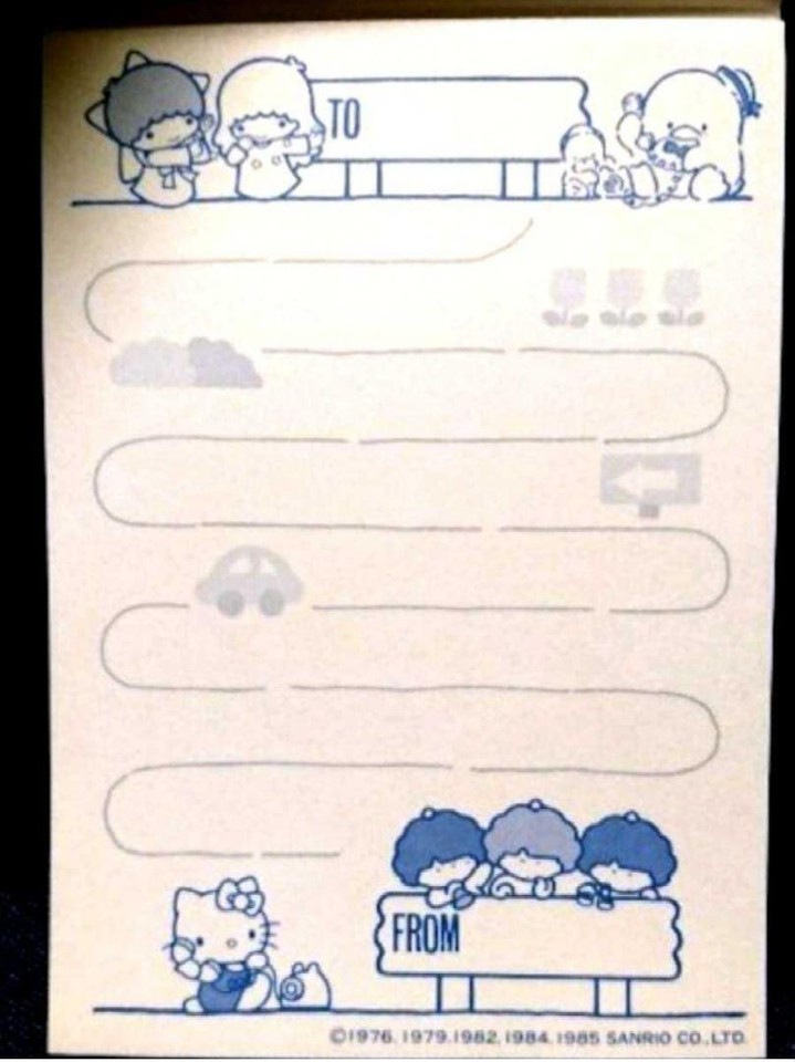 1985 Sanrio Memo Pad Showa Retro Stationery Hello Kitty Kiki Lala ...