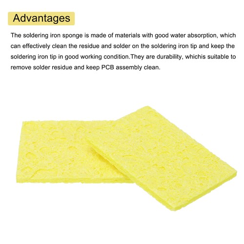 25PCS Soldering Sponge 5 x 3.5cm Rectangle Yellow 11mm Water Absorption ...