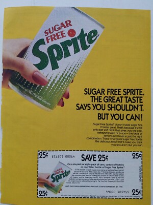 1982 can sugar free Sprite soda vintage coupon ad | eBay