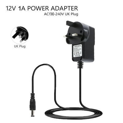 12 Volt 1A Switching Power Supply Adapter DC 12V 1A Charger Wall Plug ...