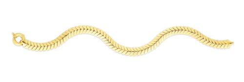 14K Yellow Gold 6mm Chevron Link Chain 7.5" Bracelet w/ Giant Spring ...