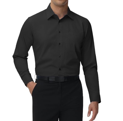 Men's Classic Long Sleeve Solid Color Barrel Cuff Dress Shirt | eBay