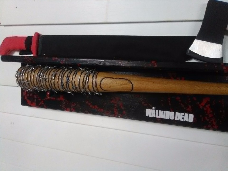 THE WALKING DEAD NEGAN LUCILLE BAT Ricks Grimes axe & red handle ...